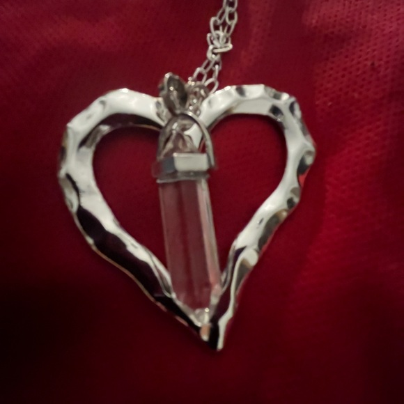 Upcycled | Jewelry | Upcycled Modern Silver Heart Pendant Long Necklace ...